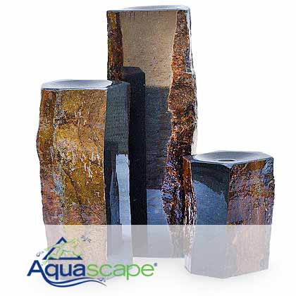 Semi-Polished Basalt Columns - Set Of 3 | Outdoor Fountains
